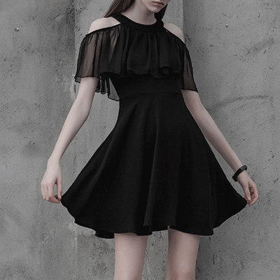 2018 GOTH DRESS -RUFFLE off SHOULDER – kokopiecoco